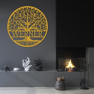Custom Family Tree of Life Name Sign, Metal Last Name Sign, Home Sign ...