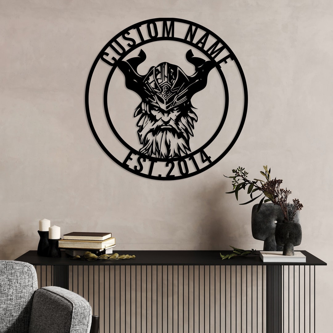Custom Viking Metal Sign, Personalized Nordic Name Est Sign ...