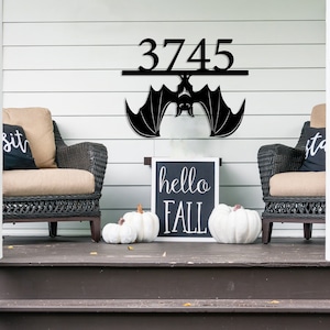 Custom Bat Address Sign, Personalized House Number Sign, Halloween Bat ...