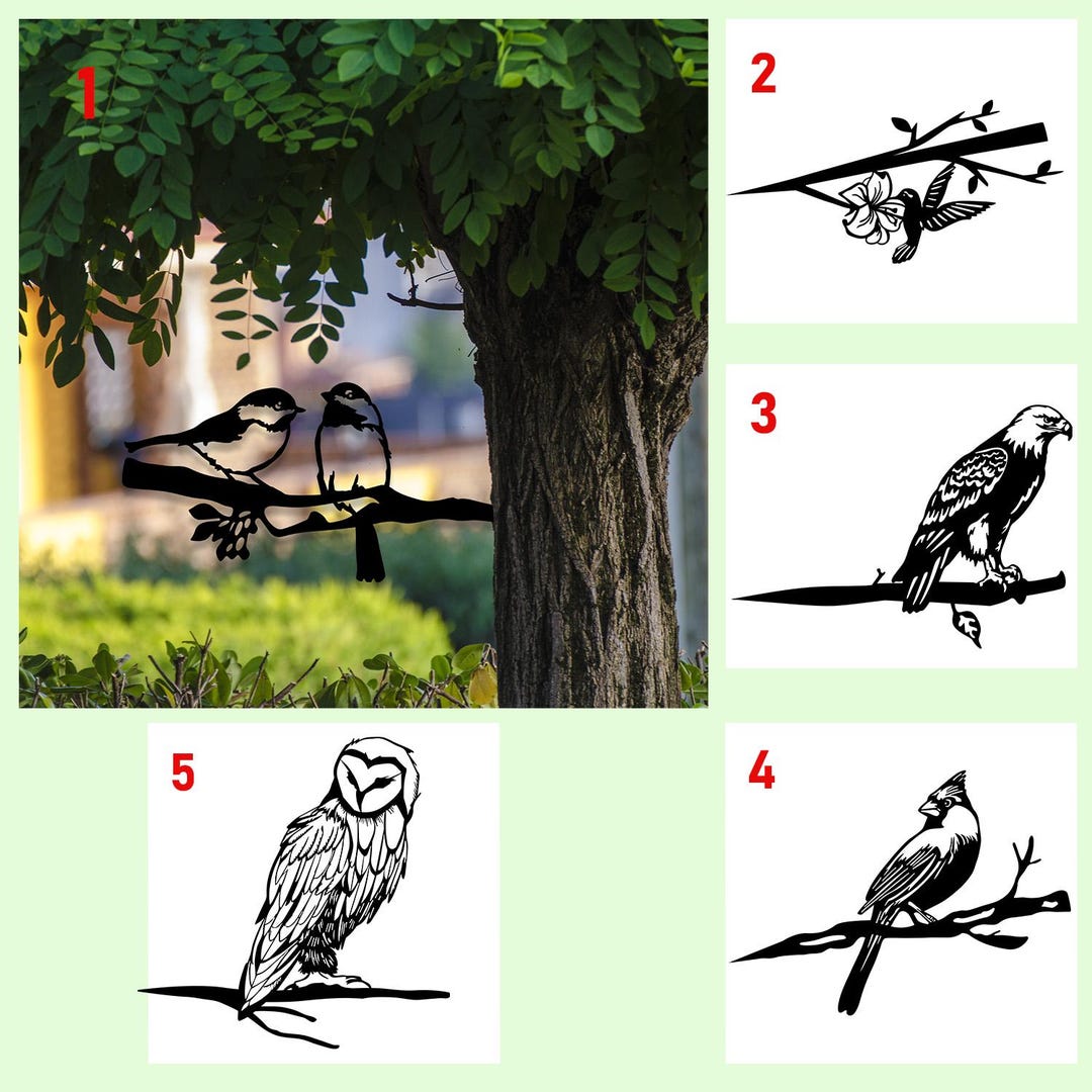 Bird Metal Tree Signs, Pileated Woodpecker Bird Garden Yard Art, Tree ...