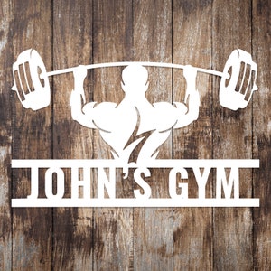 Personalized Gym Name Metal Sign, Custom Bodybuilder Name Sign, Barbell ...