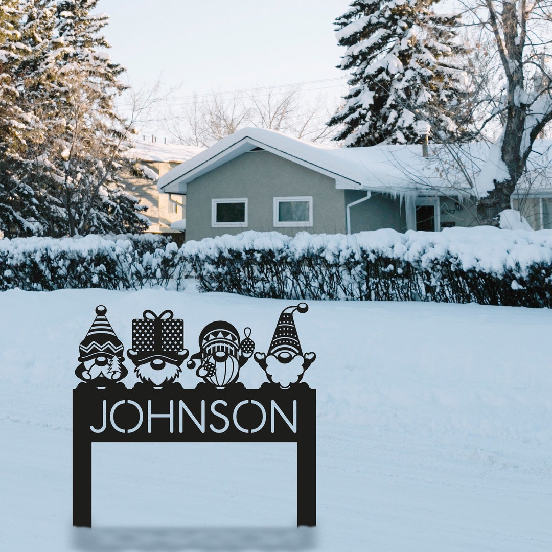 Metal Custom Gnomes Garden Sign With Stakes, Personalized Name Sign ...
