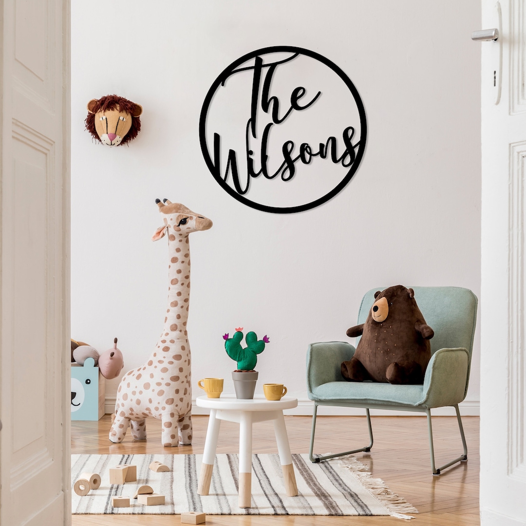 Custom Metal Circle Name Sign, Personalized Round Wall Sign, Your Text ...