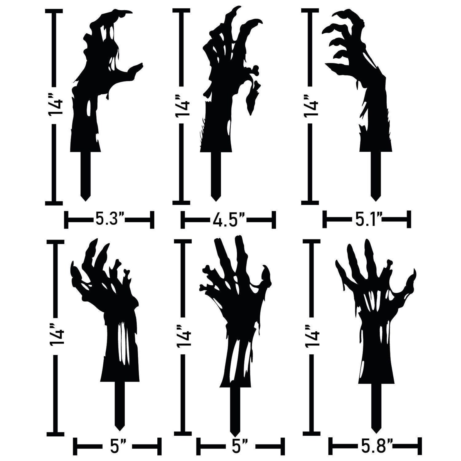 Set of 6 Zombie Hands Halloween Metal Stakes, Halloween Garden Stakes ...