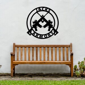 Custom Metal Gun Sign, Personalized Armory Name Sign, Mancave Decor ...