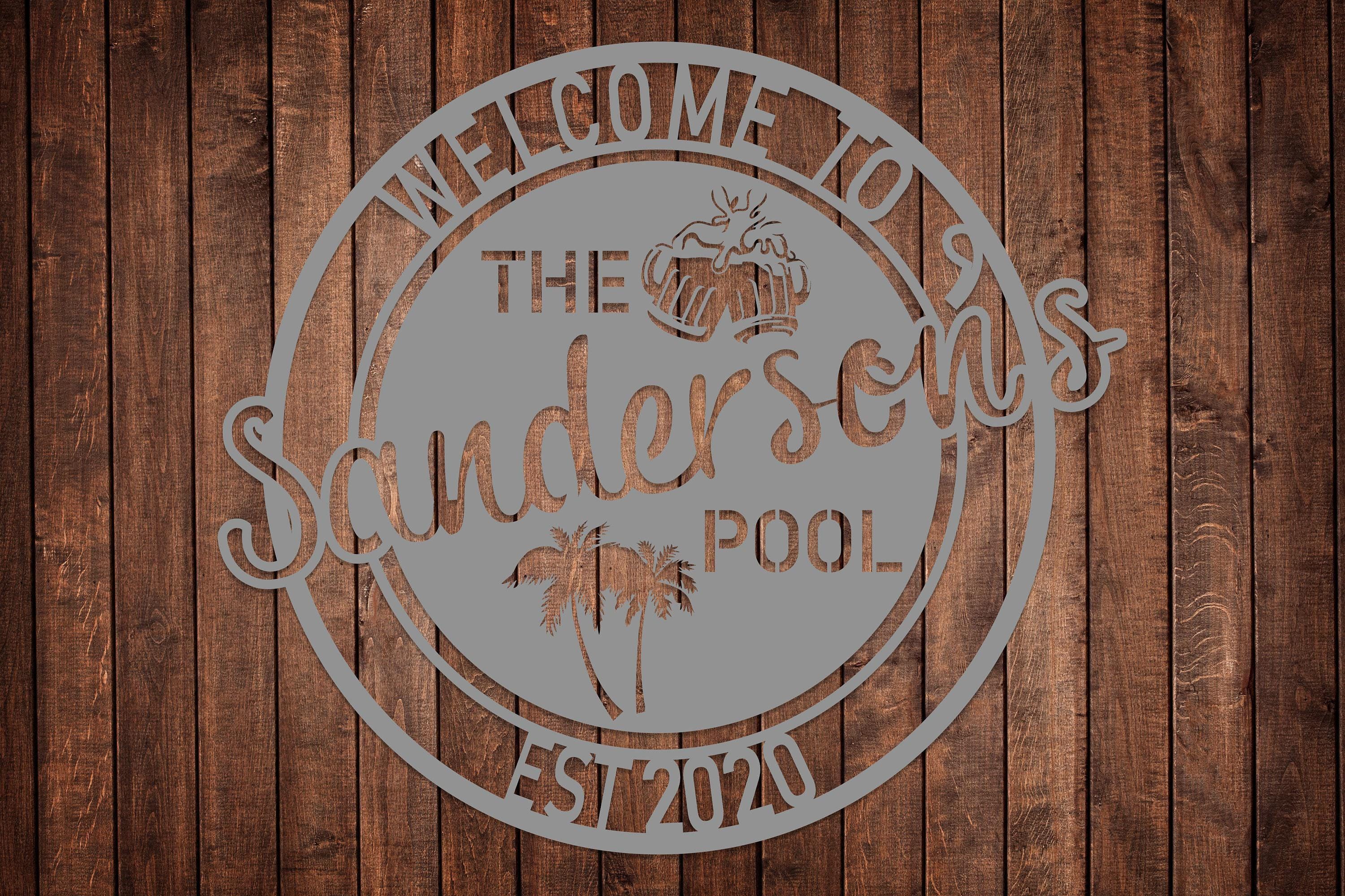Personalized Metal Poolside Sign, Custom Tropical Pool Sign, Patio ...