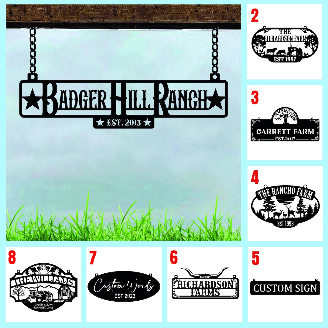 Custom Metal Ranch Sign, Personalized Farmhouse Name Sign, Outdoor Barn ...