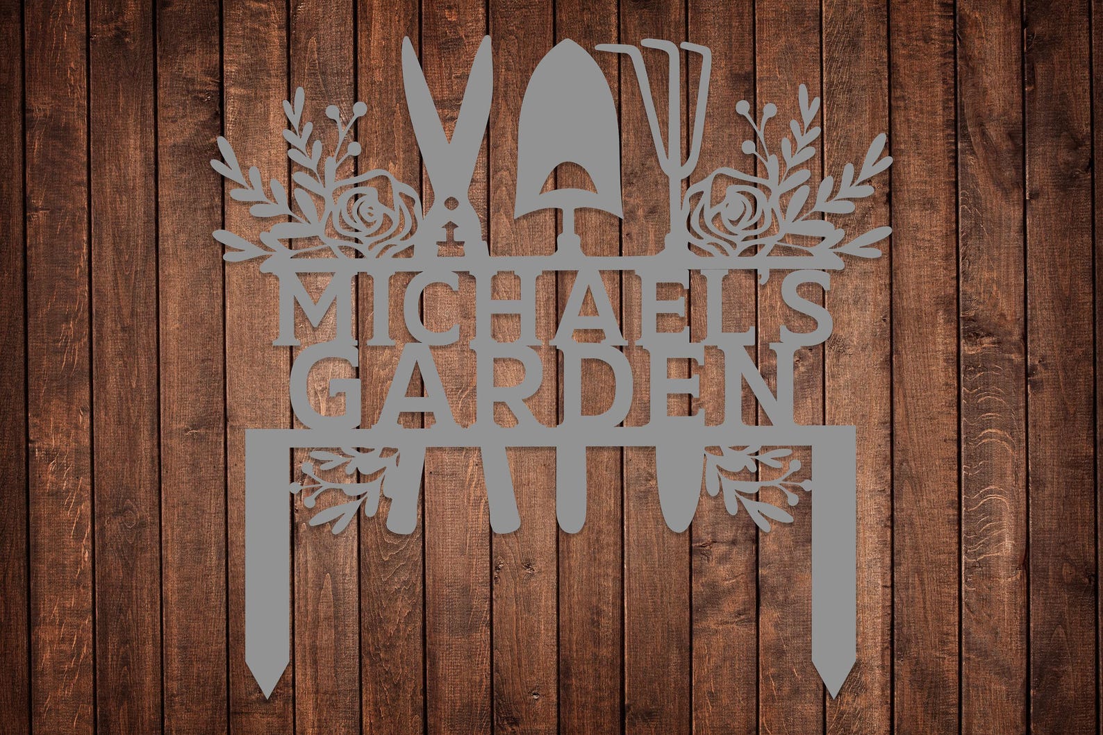 Custom Metal Garden Tools Sign With Stakes, Personalized Garden Name ...