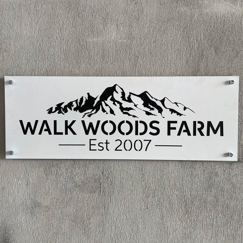 Custom Mountain Metal Farm Sign, Rustic Decor, Colored Barn Name Sign ...
