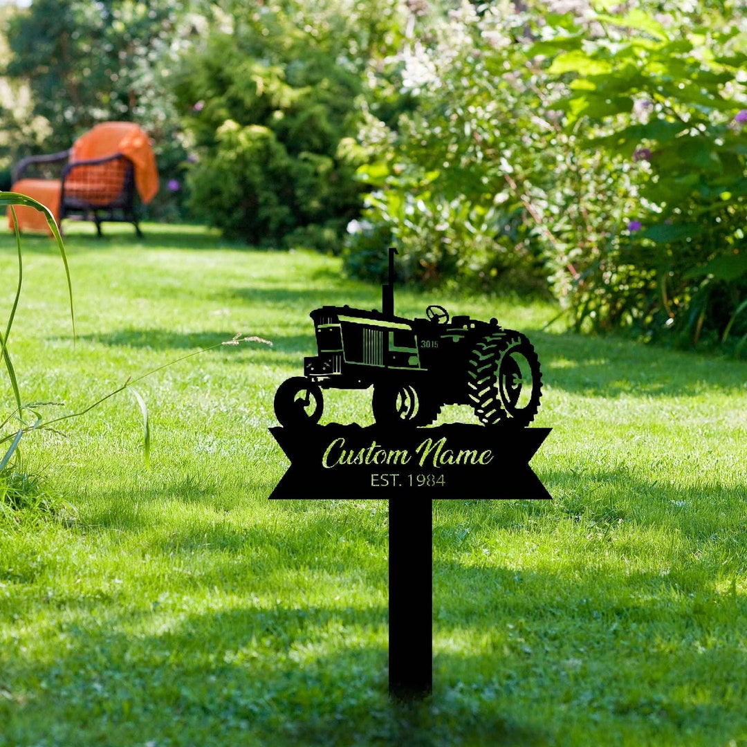 Personalized Tractor Memorial Sign With Stakes, Custom Farming Fields ...