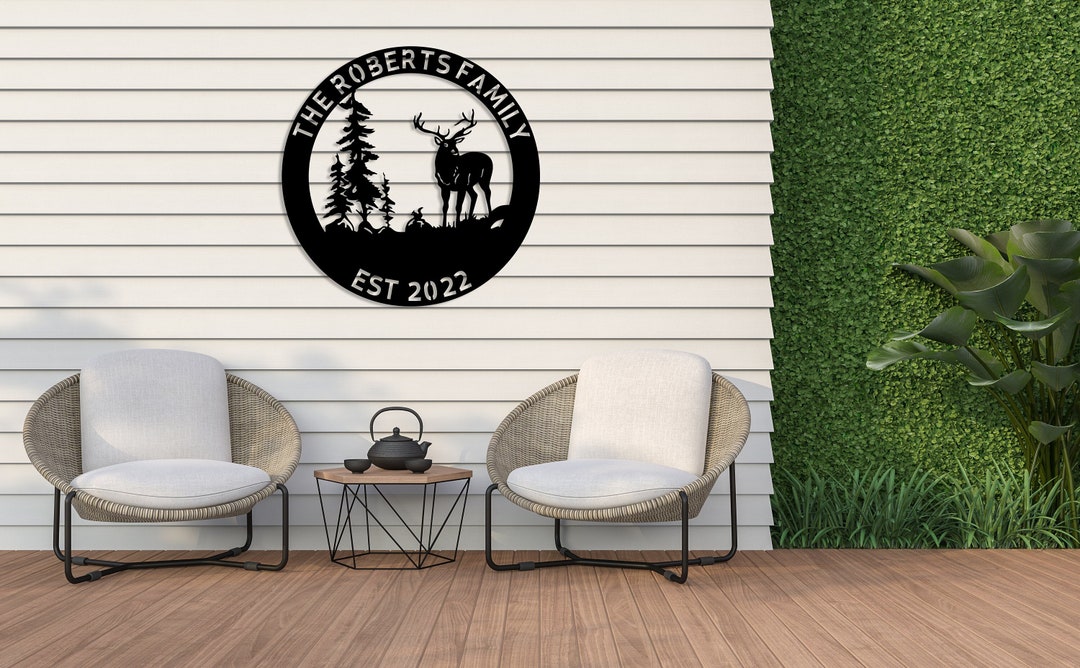Custom Deer Sign, Metal Personalized Family Name Sign, Hunter Hunting ...
