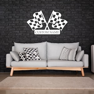 Custom Checkered Flag Racing Sign, Checkered Flag Monogram ...