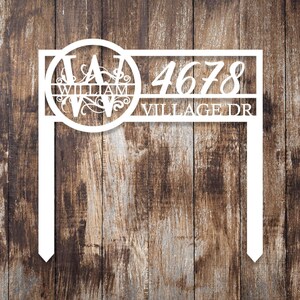 Custom Metal Monogram Address Sign With Stakes, Address Yard Stake ...