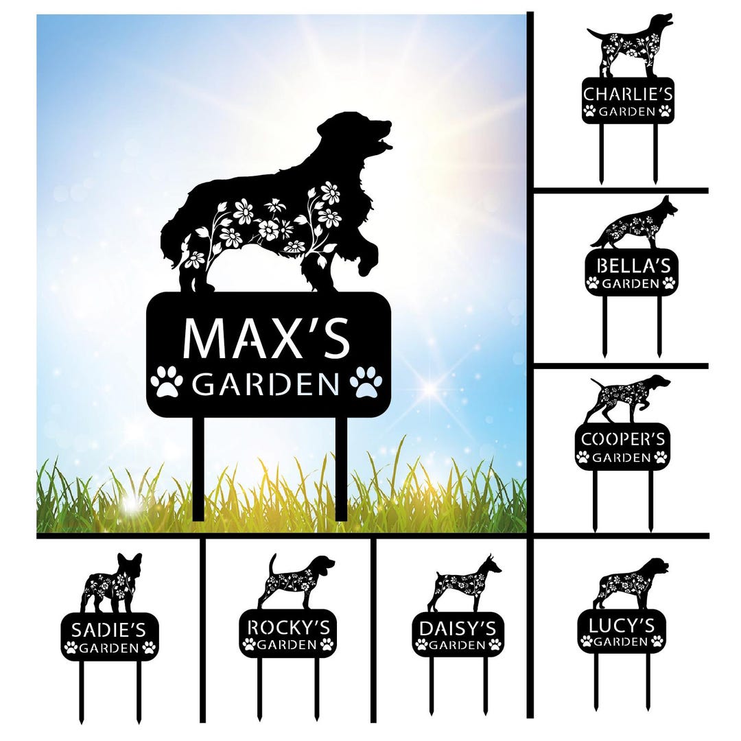 Custom Dog Garden Metal Stake, Personalized Dog Name Memorial Sign, Pet ...