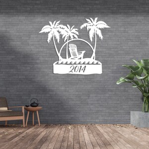 Custom Tropical Palm Trees Metal Wall Sign, Patio or Pool Sign ...