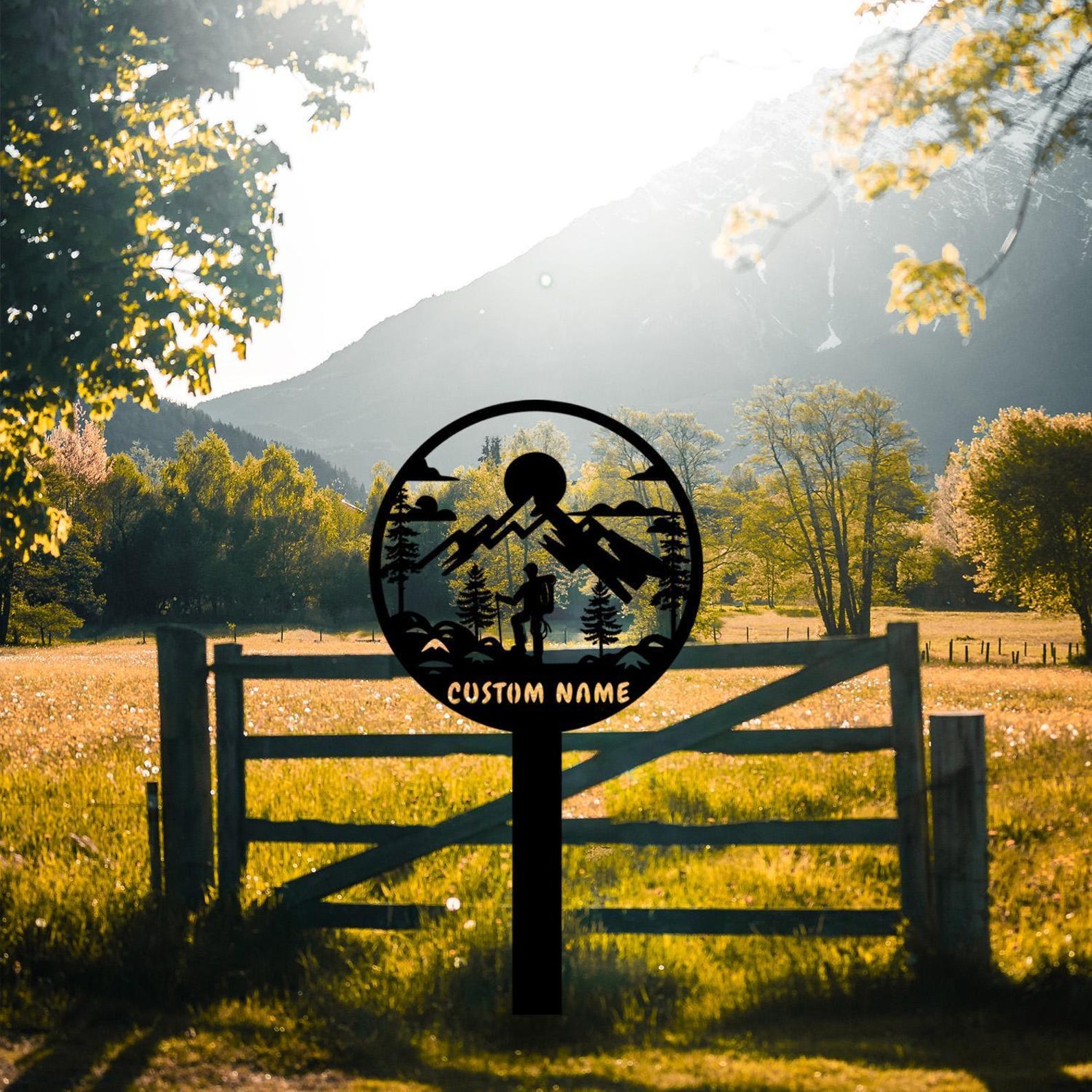 Custom Trekking Metal Stake, Personalized Hiking Sign, Climbing Man ...
