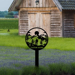 Custom Trekking Metal Stake, Personalized Hiking Sign, Climbing Man ...