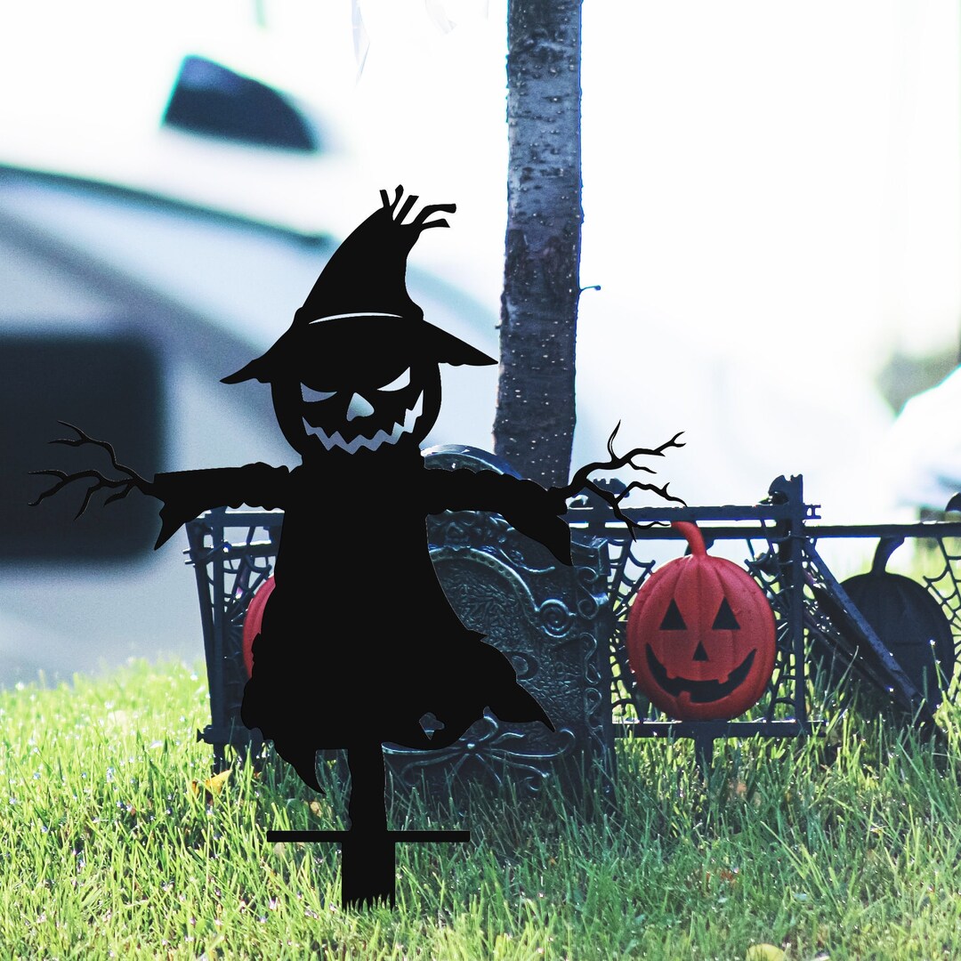 Halloween Scarecrow Metal Garden Stakes, Outdoor Halloween Decor ...