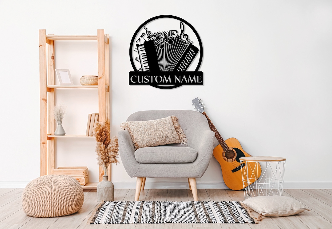 Custom Music Metal Wall Art, Personalized Accordion Decor, Music Lovers ...