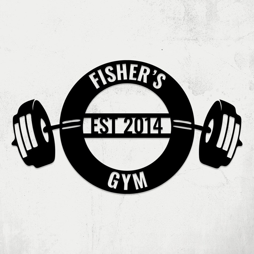 Custom Gym Metal Sign, Personalized Powerlifting Sign, Barbell Name ...