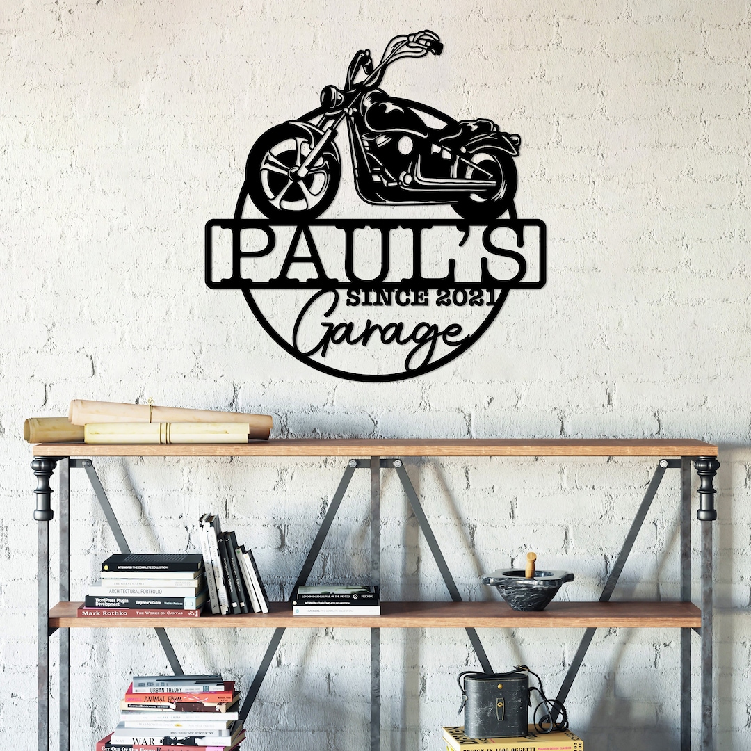 Custom Motorcycle Metal Wall Art, Personalized Garage Sign, Man Cave ...