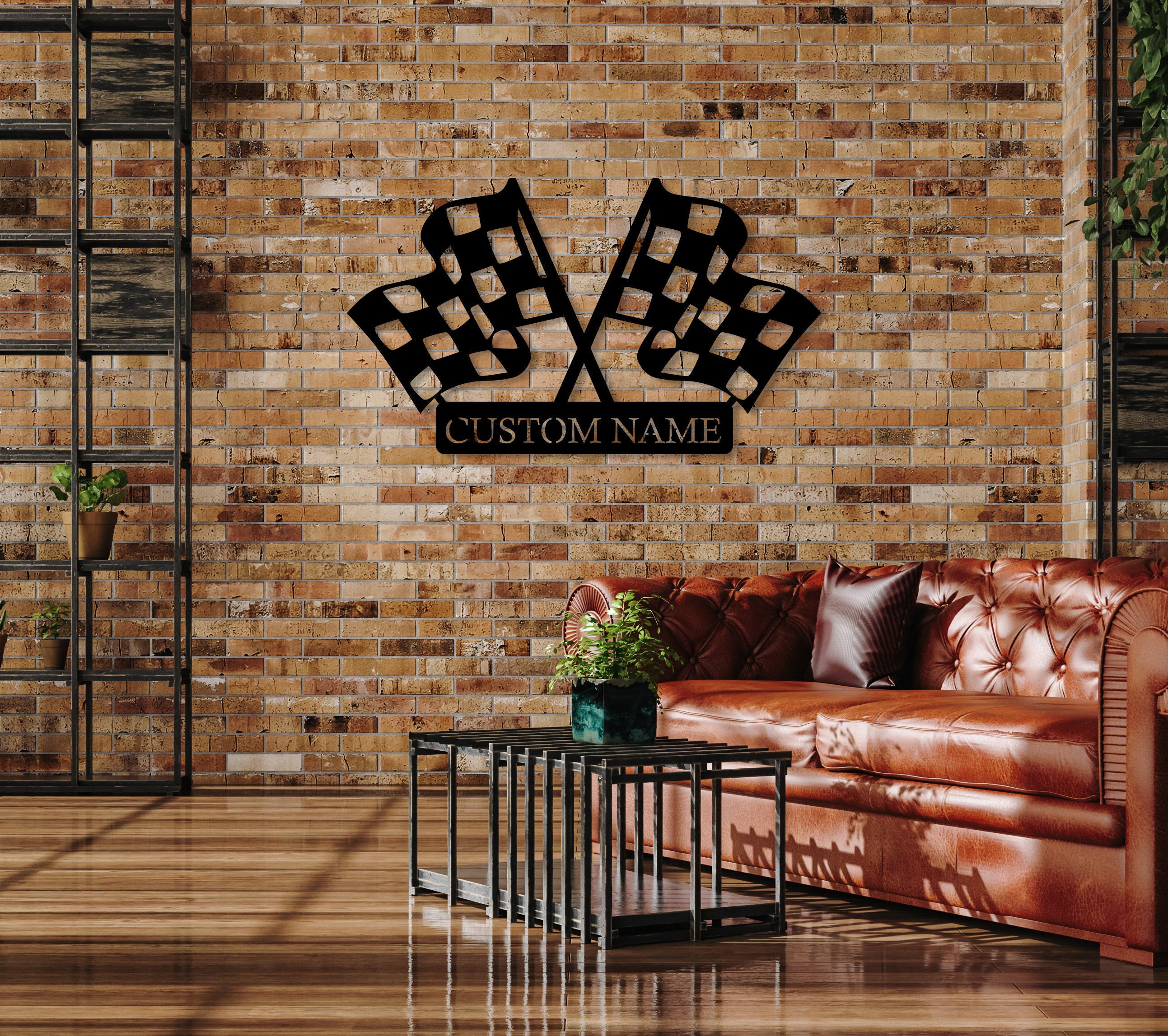 Custom Checkered Flag Racing Sign, Checkered Flag Monogram – Gifts4Fans ...