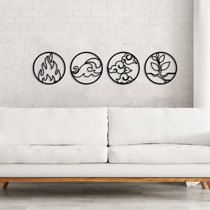 Four Elements Metal Wall Art Set of 4, Four Elements Symbol, Fire Water ...