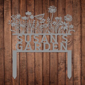 Custom Flowers Metal Garden Decor, Sign for Flower Beds, Personalized ...