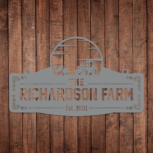 Custom Entrance Door Metal Sign, Farm Gate Sign, Your Name Wall Hanging ...