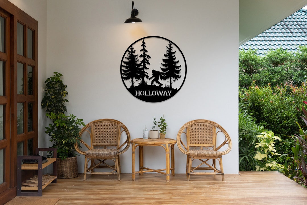 Personalized Metal Bigfoot Mountain Wall Sign, Sasquatch Custom Name ...