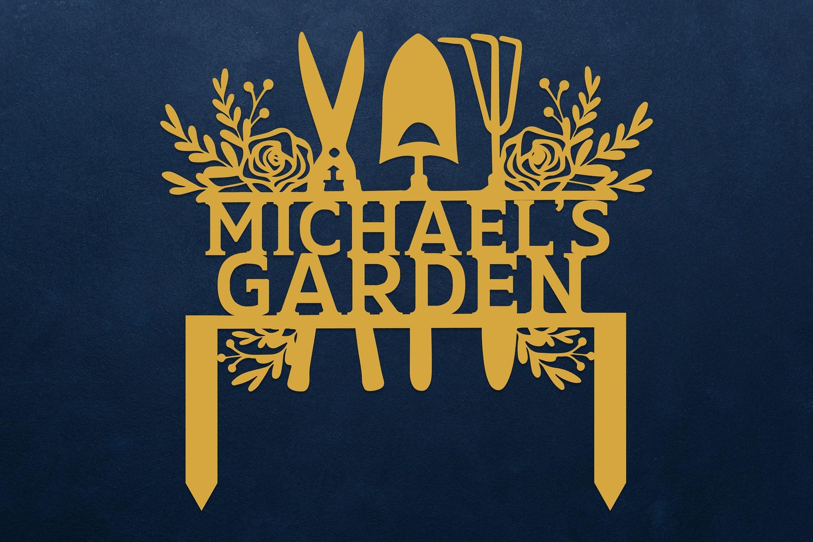 Custom Metal Garden Tools Sign With Stakes, Personalized Garden Name ...
