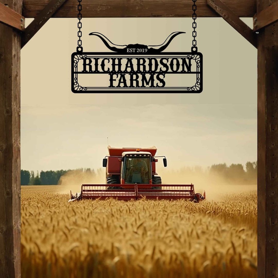 Custom Metal Bull Horn Sign, Personalized Farm Name Sign, Ranch ...