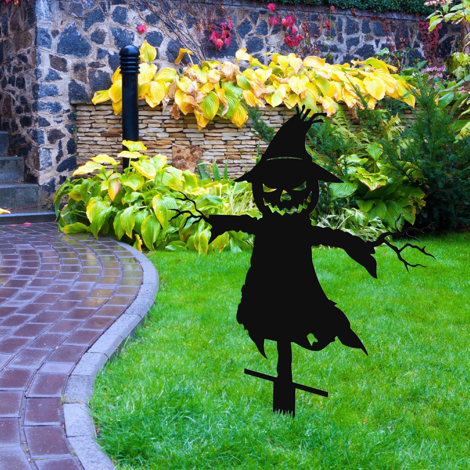 Halloween Scarecrow Metal Garden Stakes, Outdoor Halloween Decor ...