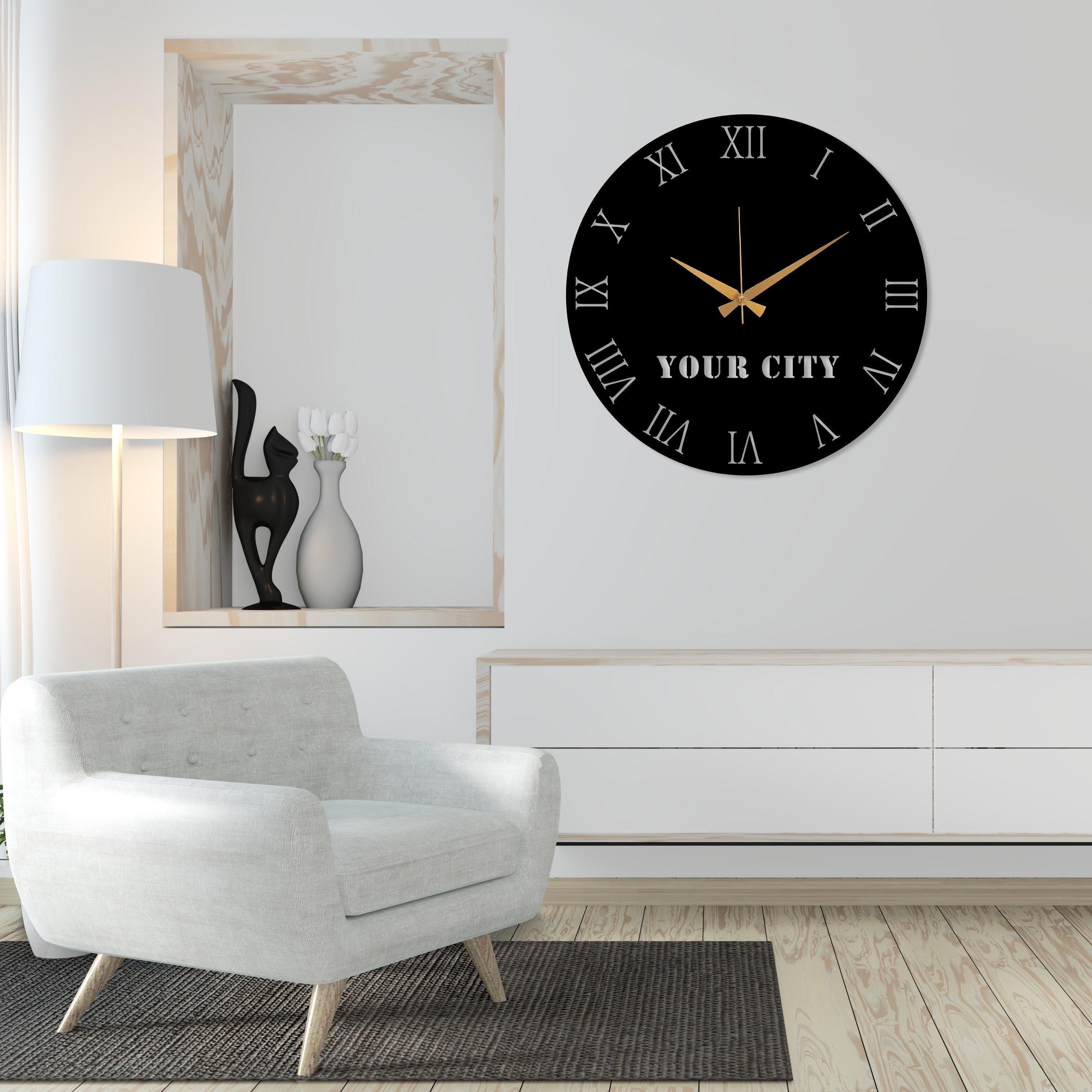 Custom City Name Metal Wall Clock, Personalized Large Wall Clock ...