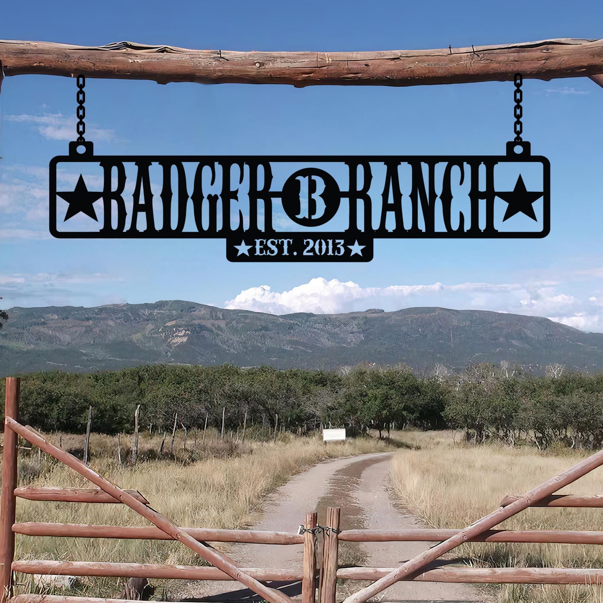 Custom Monogram Farm Name Metal Sign, Ranch Name Logo Sign, Custom Farm ...