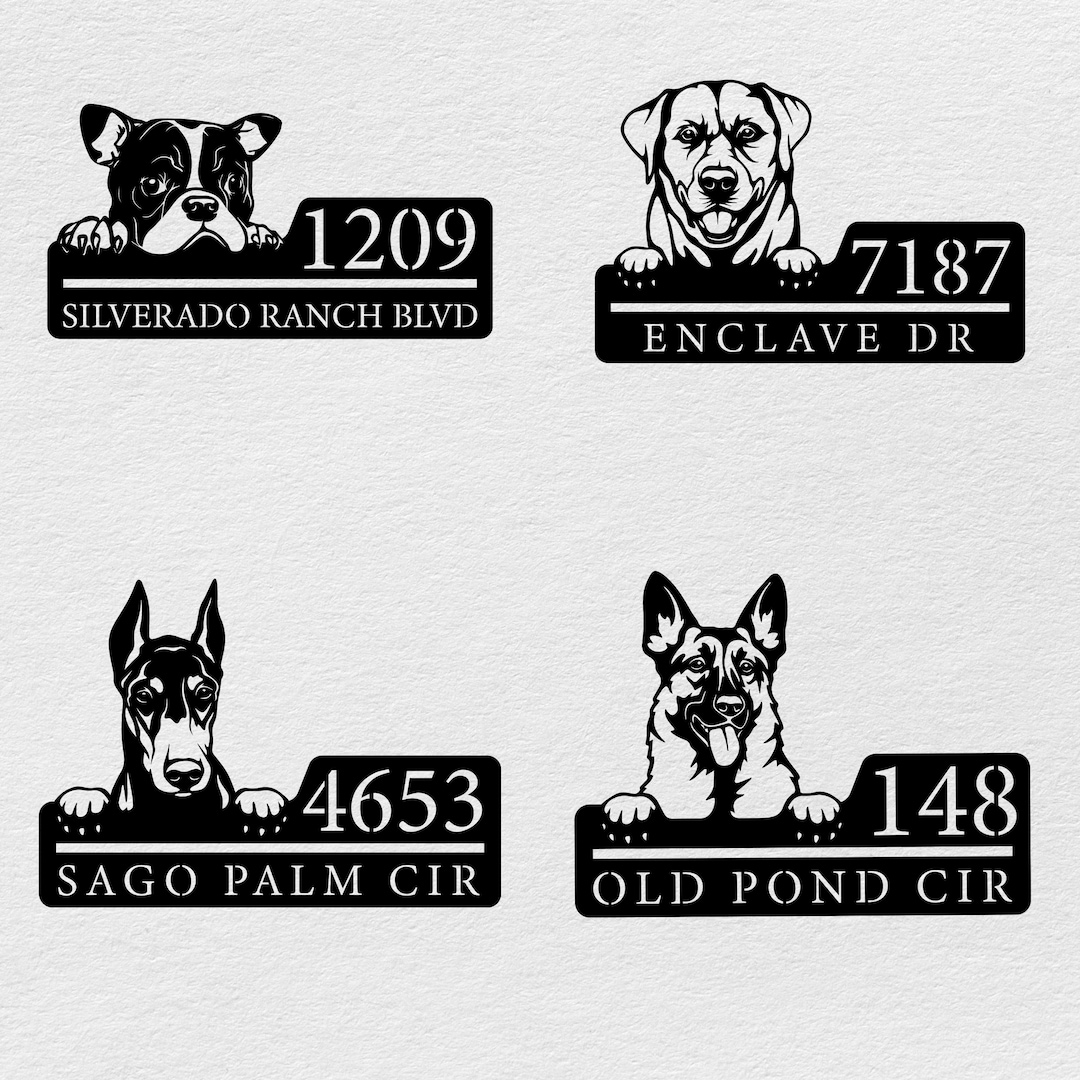 Custom Pet Address Metal Sign, Personalized House Number Sign, Dog ...
