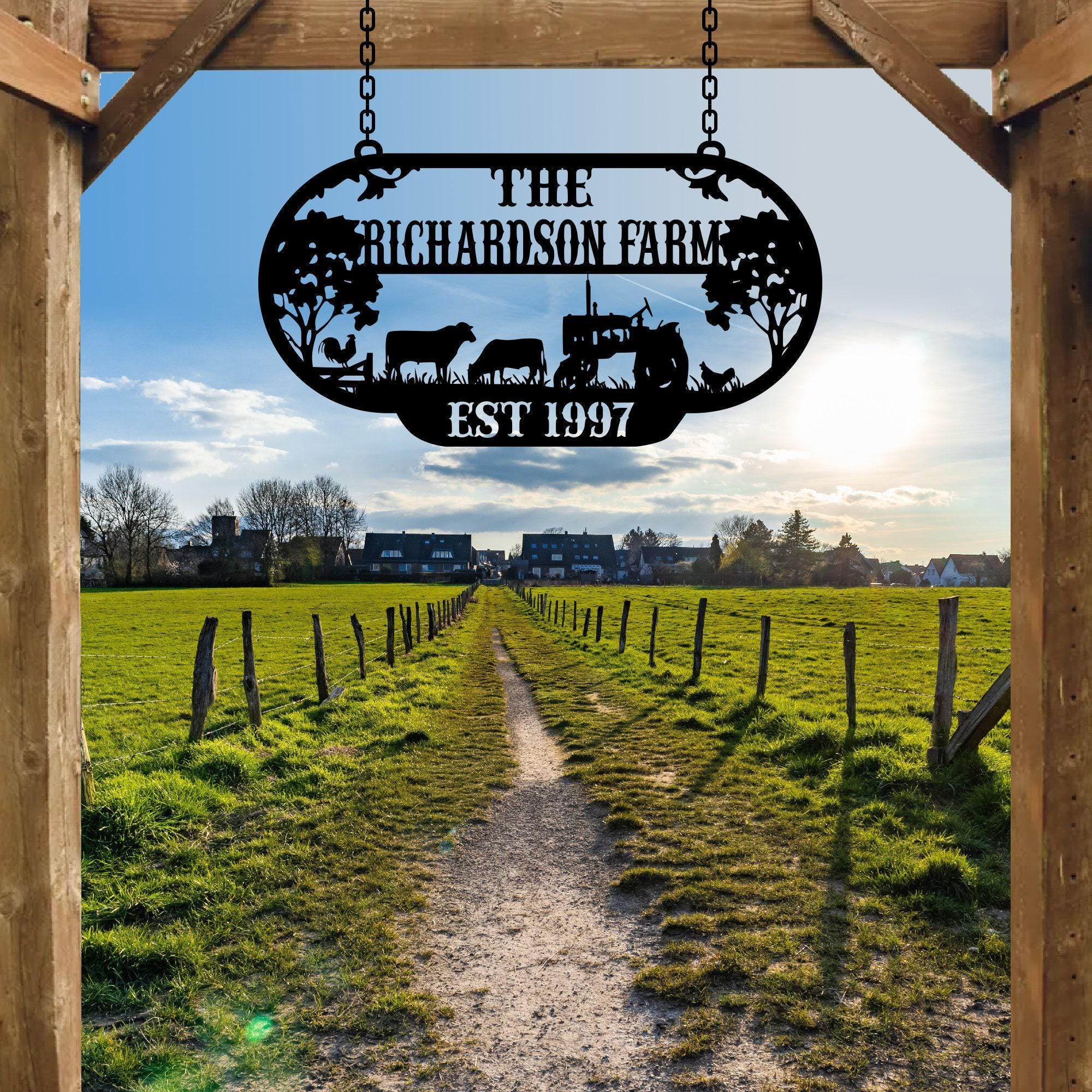 Custom Farmhouse Metal Entrance Sign, Ranch Metal Sign, Personalized ...