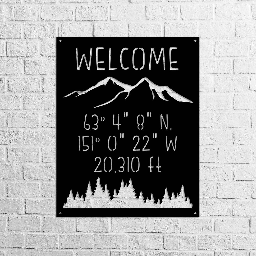 Custom Latitude Longtitude Elevation Metal Sign, Personalized Mountain ...