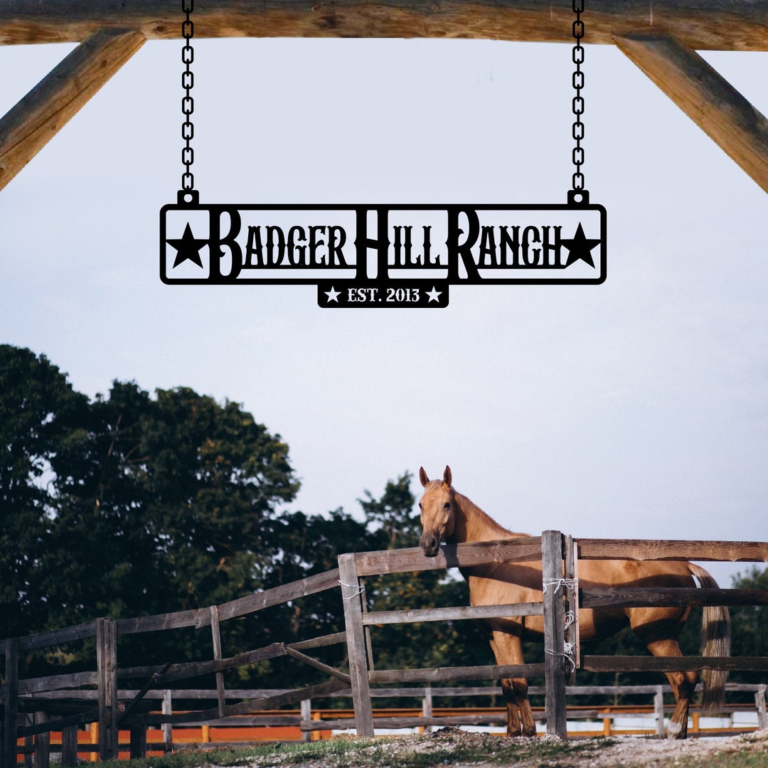 Personalized Metal Farm Entrance Sign, Custom Ranch Metal Sign, Large ...