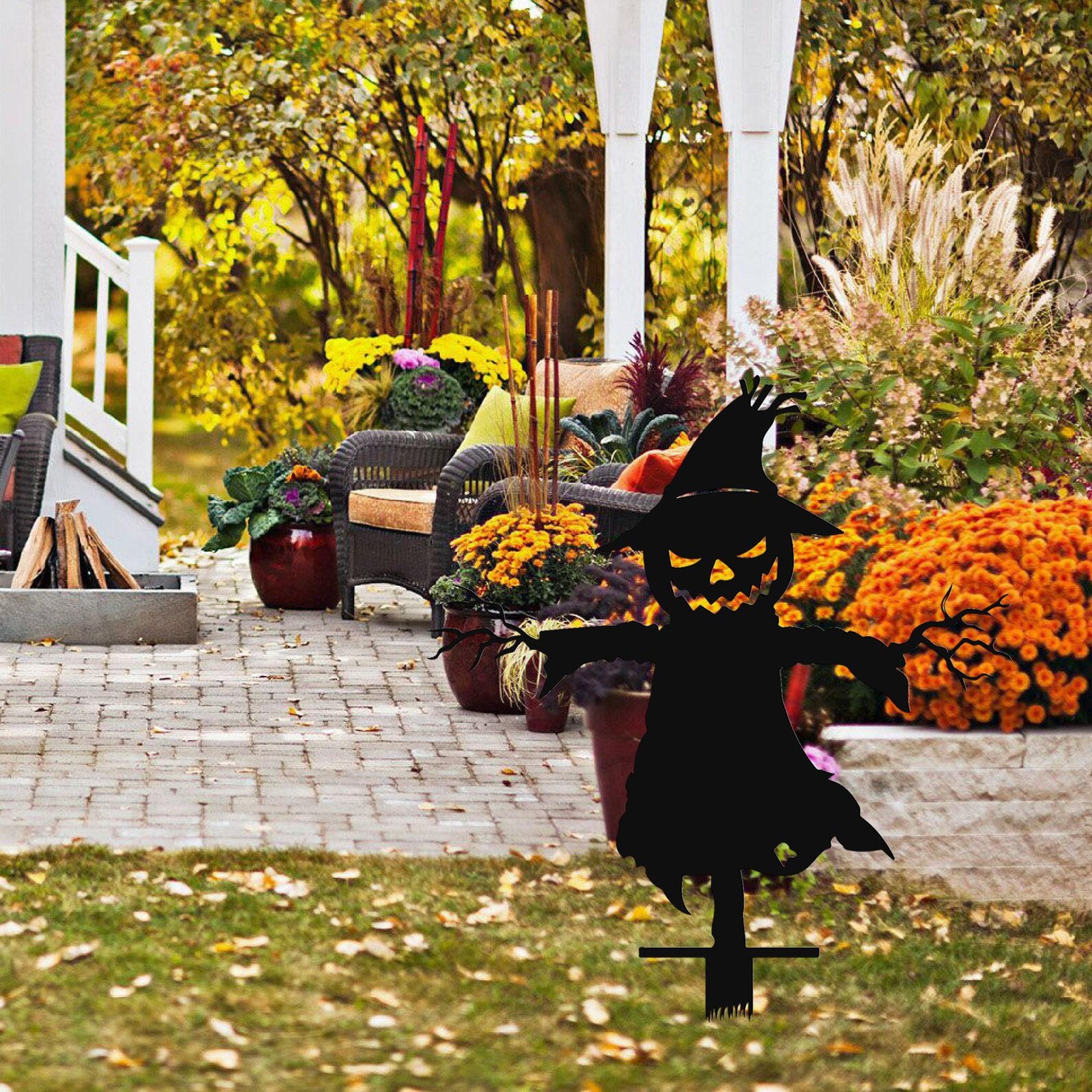 Halloween Scarecrow Metal Garden Stakes, Outdoor Halloween Decor ...