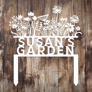Custom Flowers Metal Garden Decor, Sign for Flower Beds, Personalized ...