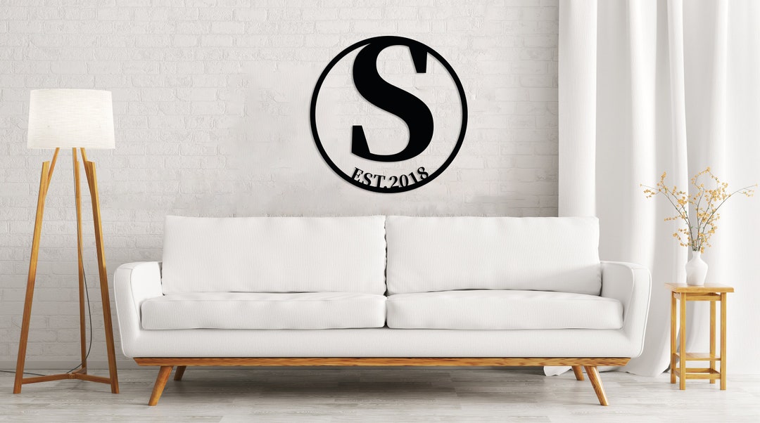 Custom Metal Monogram Wall Sign, Letter Monogram Decor, Anniversary Day ...