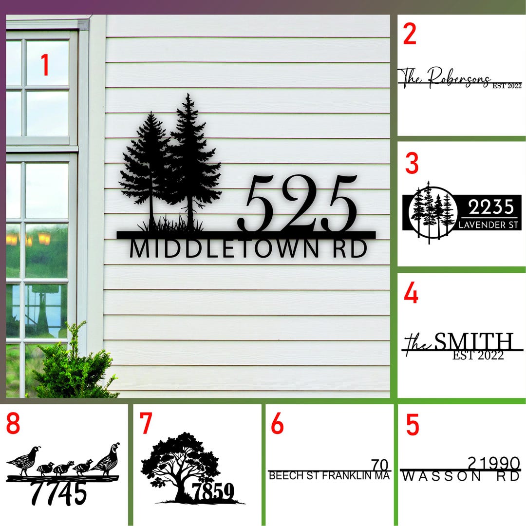 Modern Metal House Address Signs, Address Number Sign With Street Name ...