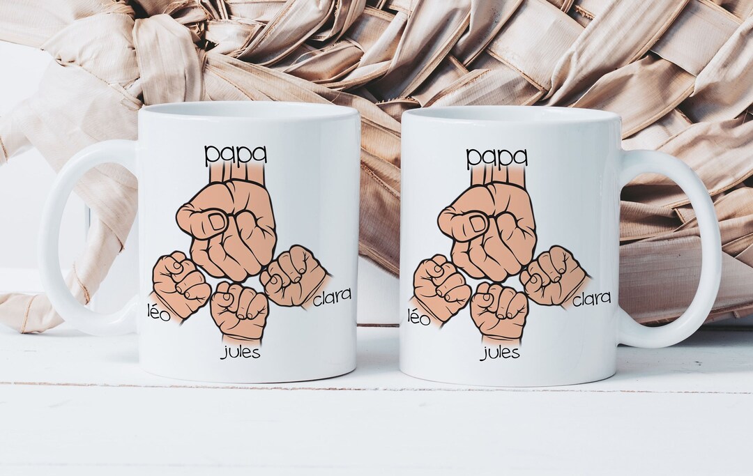 Dad Fist Bump Mug - Father's Day - Customizable First Names - Ceramic ...
