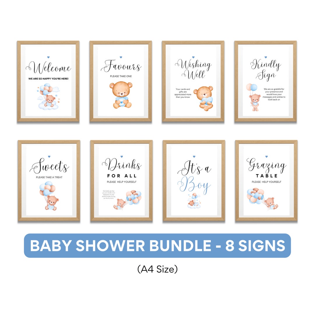 8 Baby Shower Signs Bundle, Printable, Signage Pack, Baby Shower Signs ...