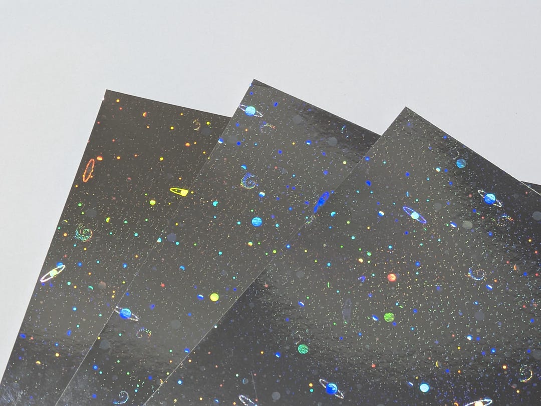 Cosmos Foil Holographic Paper: Galaxy Planets Cardstock (10x13") - Etsy