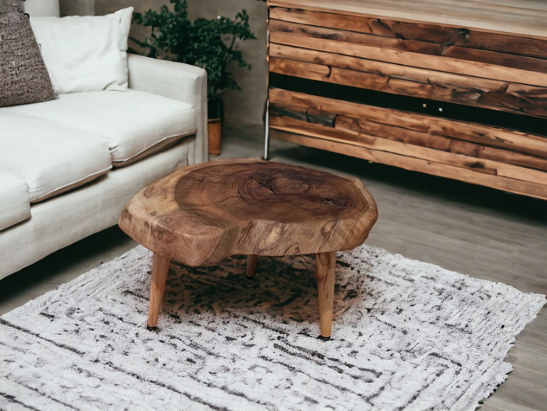 Rustic Handmade Wood Coffee Table, Unique Walnut, Unique Design, Wooden ...