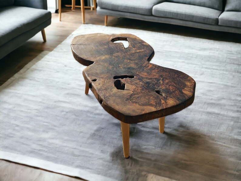Rustic Handmade Wood Coffee Table Unique Walnut WG-1047 - Etsy