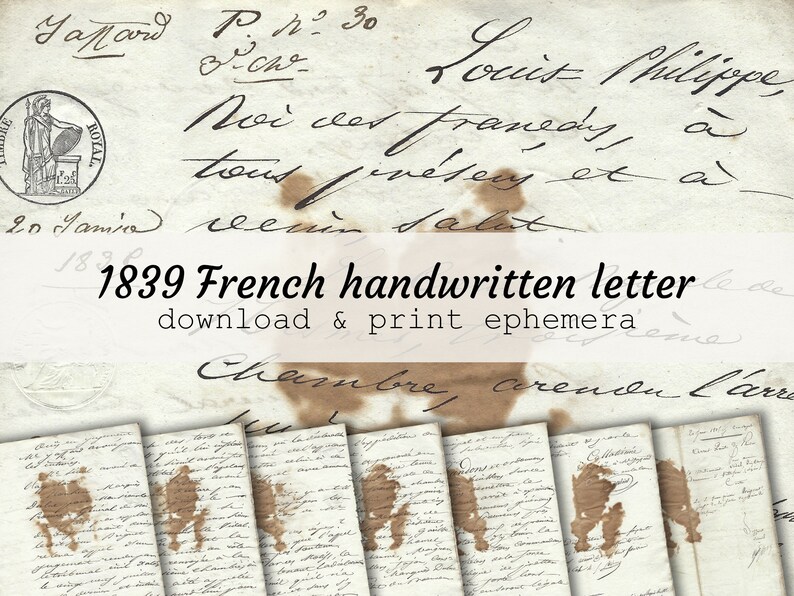 PRINTABLE Ephemera Antique French Letter From 1839 Handwriting Junk ...