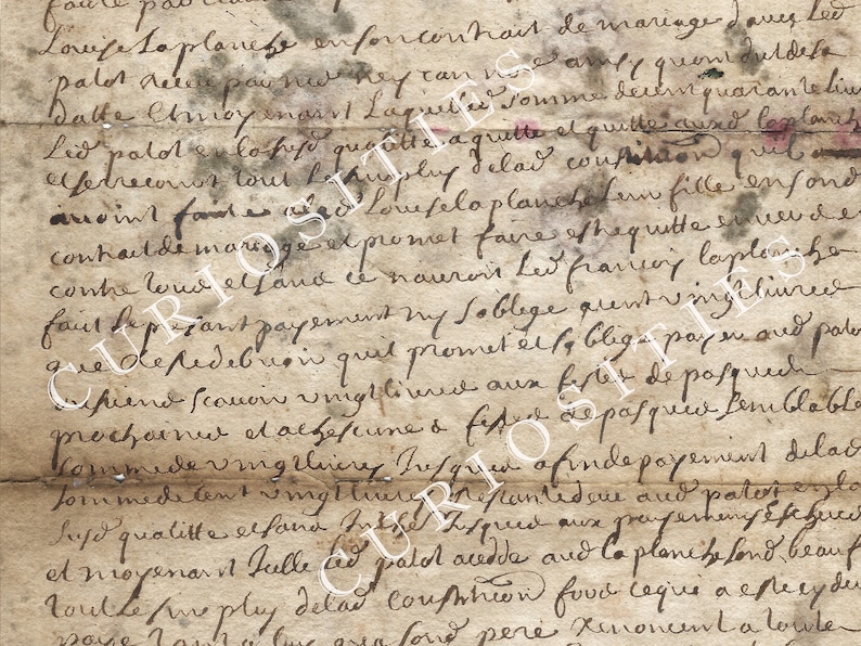 PRINTABLE Ephemera Antique French Letter From 1706 18th Century ...